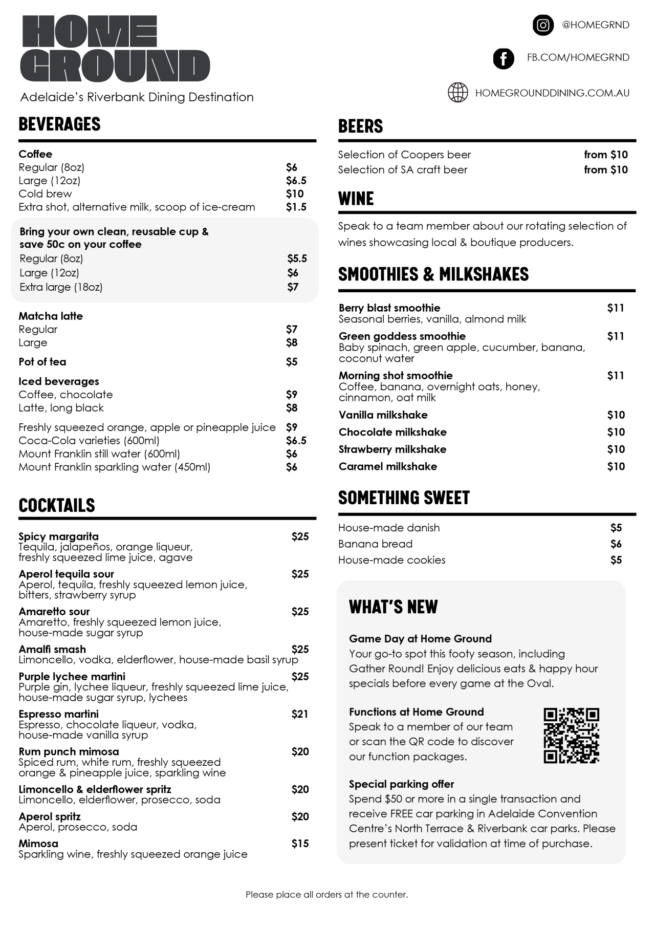 Menu | Home Ground